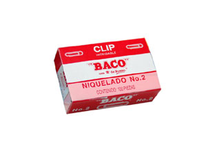 Clips BACO Niquelado #2 Baco c/100 pzas - Ryssa Papelerías